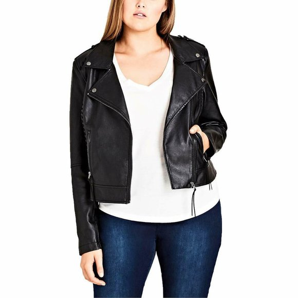 City Chic | Jackets & Coats | City Chic 29 Women Plus Faux Leather Zip ...